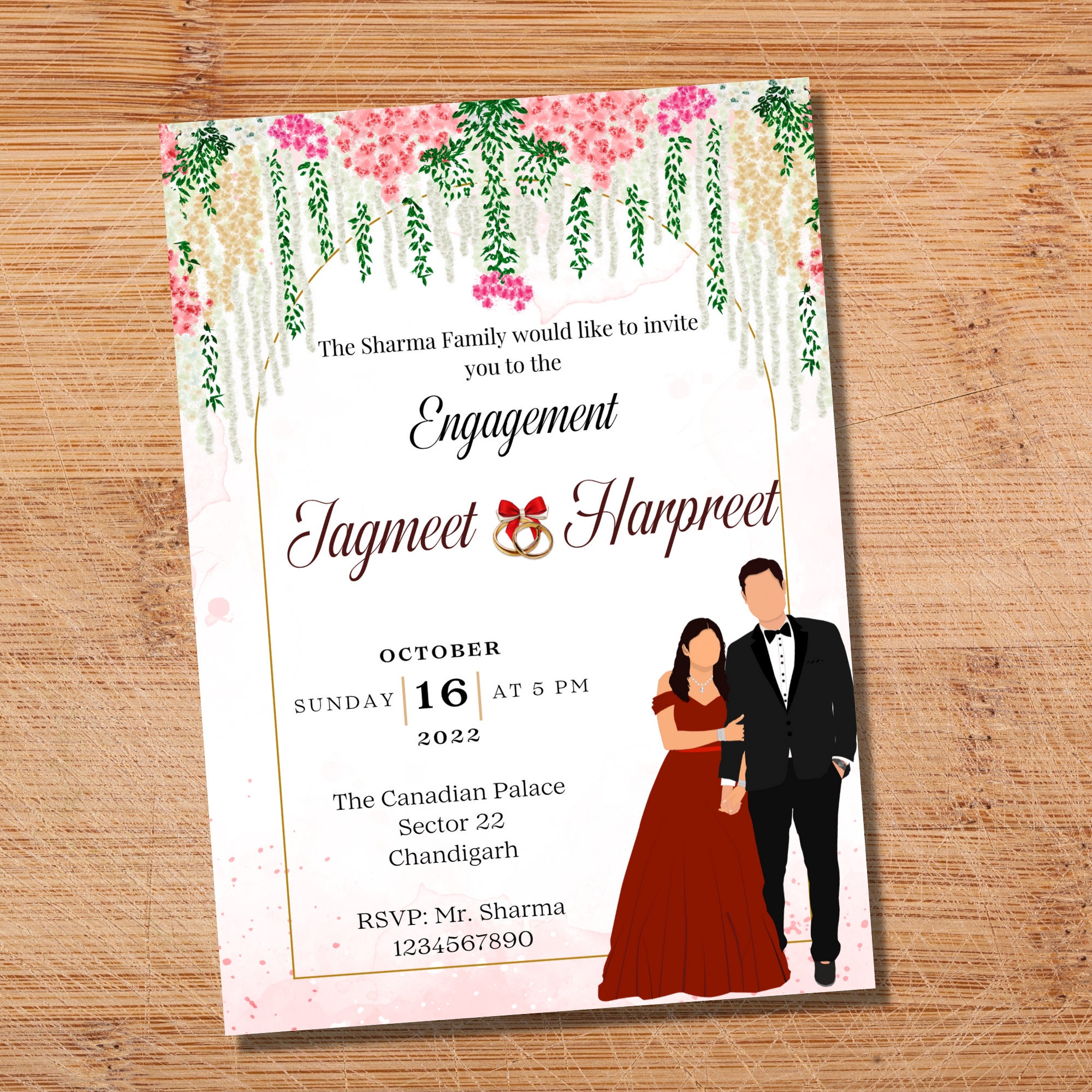 Indian Engagement Invitation Hindu Engagement Invitation Roka Invite Digital Sink Engagement ...