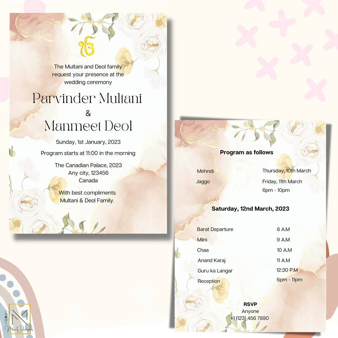 Elegant Sikh Wedding Invitation Sikh Wedding Card Sikh Digital - Etsy ...