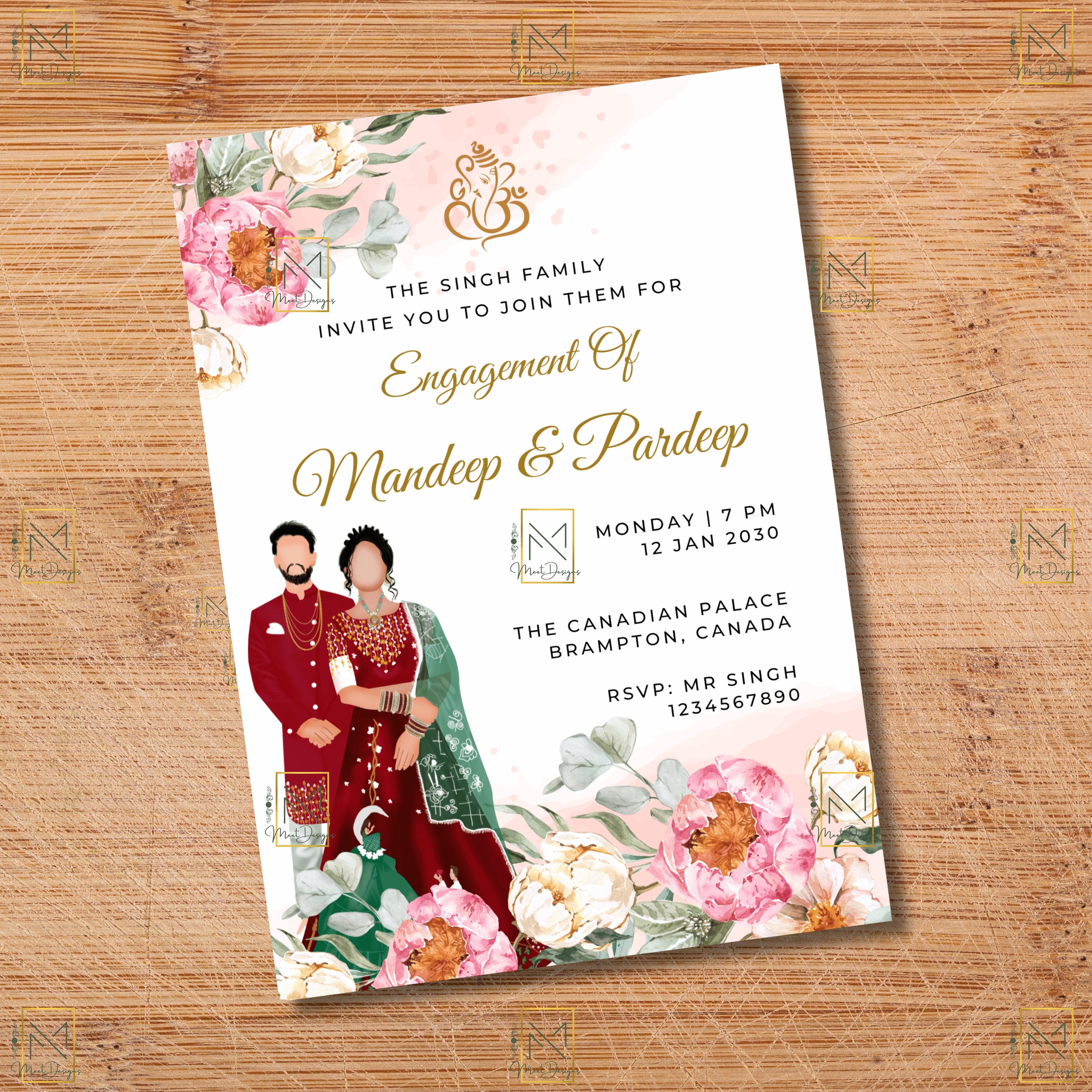 Indian Engagement Invitation Template Hindu Engagement Invitation Card Digital Indian Ring ...