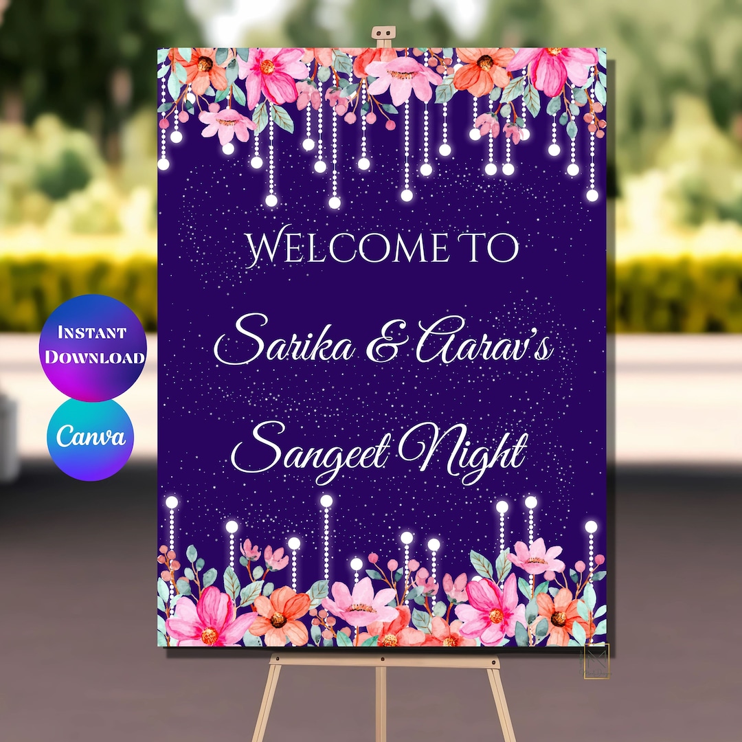 Sangeet Sign Sangeet Welcome Sign Sangeet Decor Sangeet Welcome Board ...