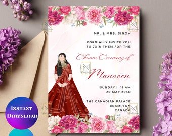 Chunni Invitation Chunni Ceremony Invitation Digital Chunni Invites ...