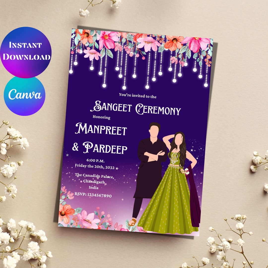 Sangeet Invitation Mehndi Invitation Card Digital Sangeet Invite ...