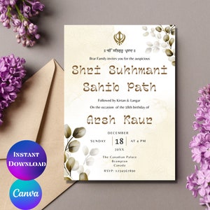 Shri Sukhmani Sahib Path Digital Invitation Card Birthday Path ...