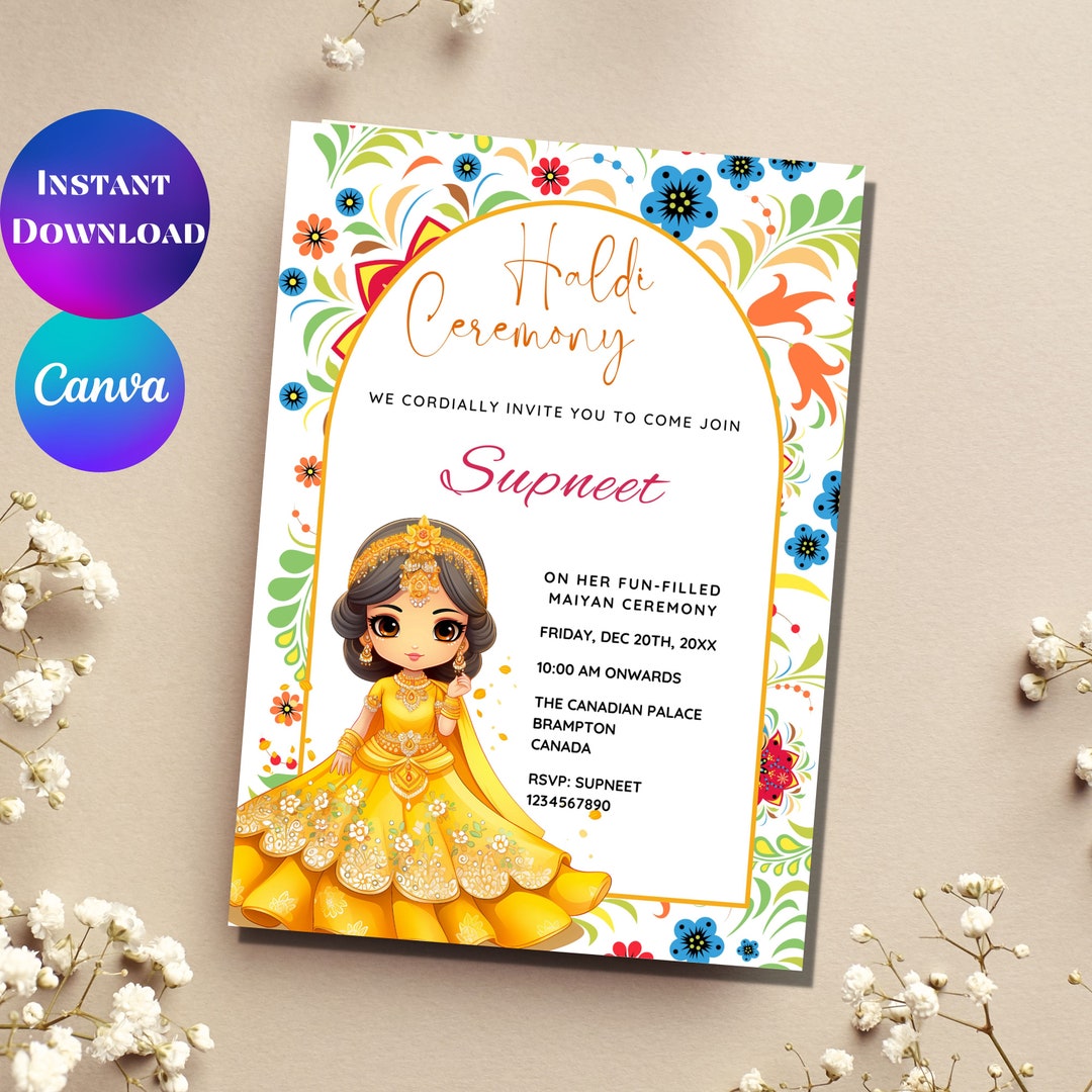 Haldi Invitation Digital Haldi Invite Maiyan Invitation Pithi - Etsy