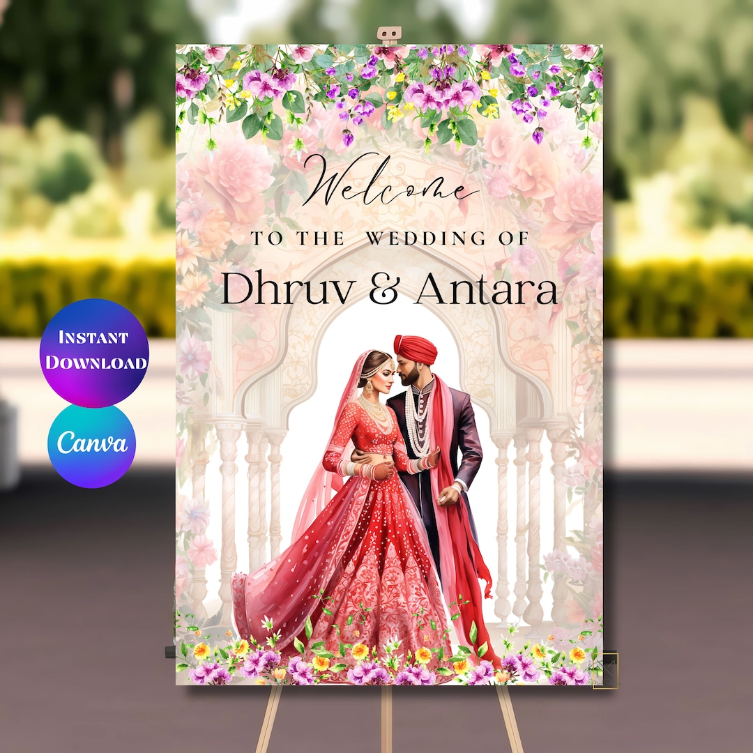 Indian Wedding Welcome Sign Hindu Wedding Welcome Sign Sikh Wedding ...