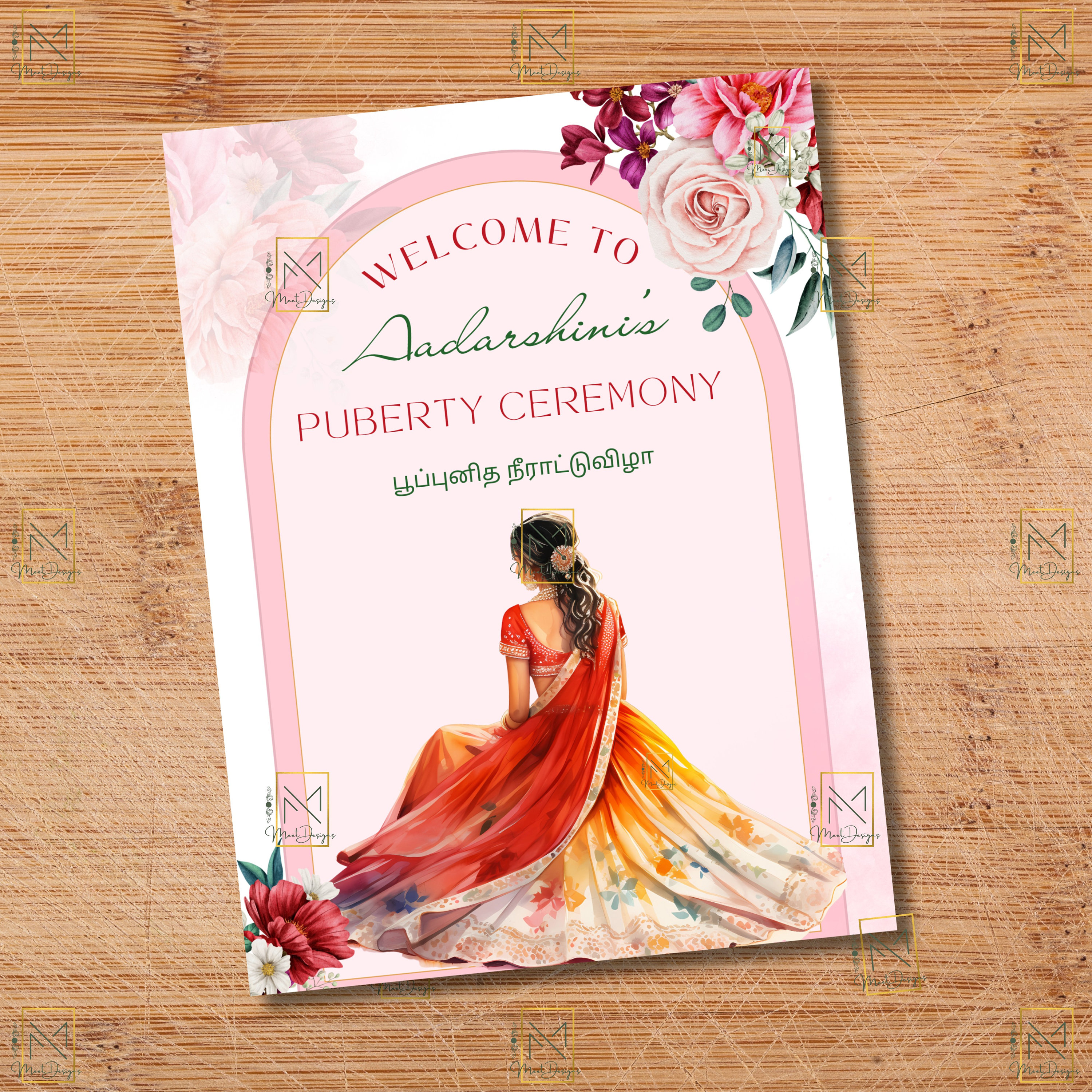 Buy Puberty Ceremony Welcome Sign Half Saree Ceremony Welcome Sign ...