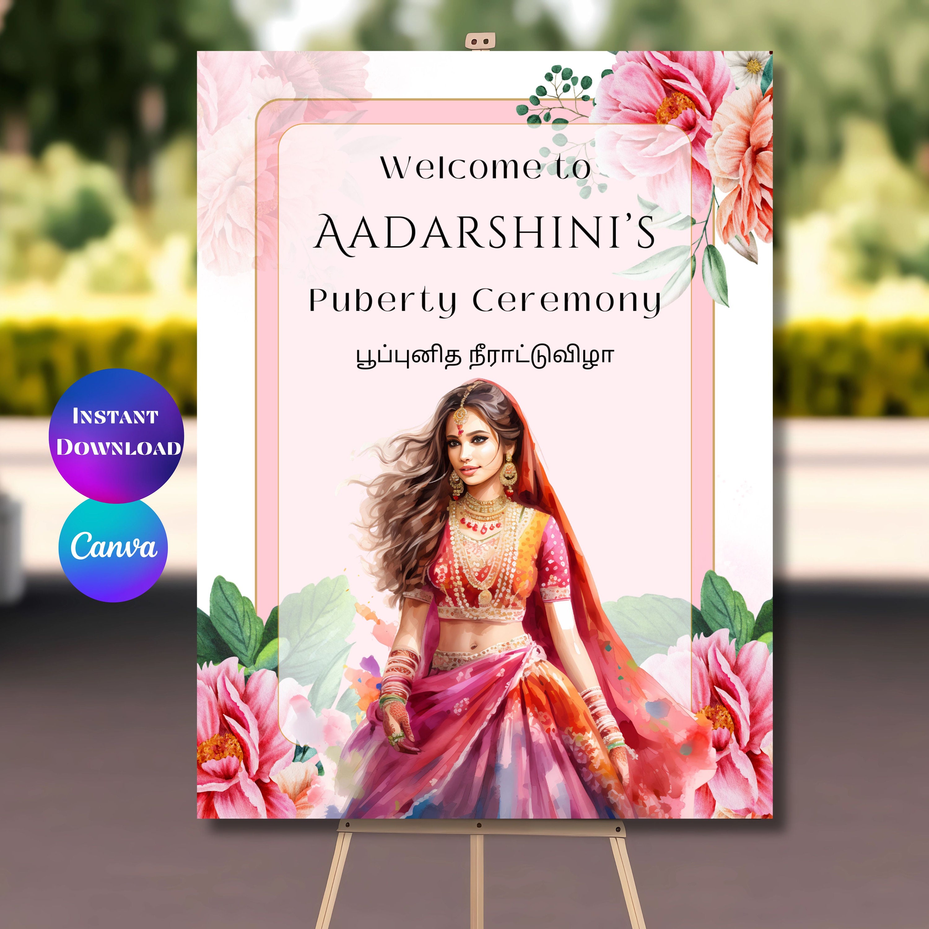 Puberty Ceremony Welcome Sign Half Saree Ceremony Welcome Sign - Etsy UK