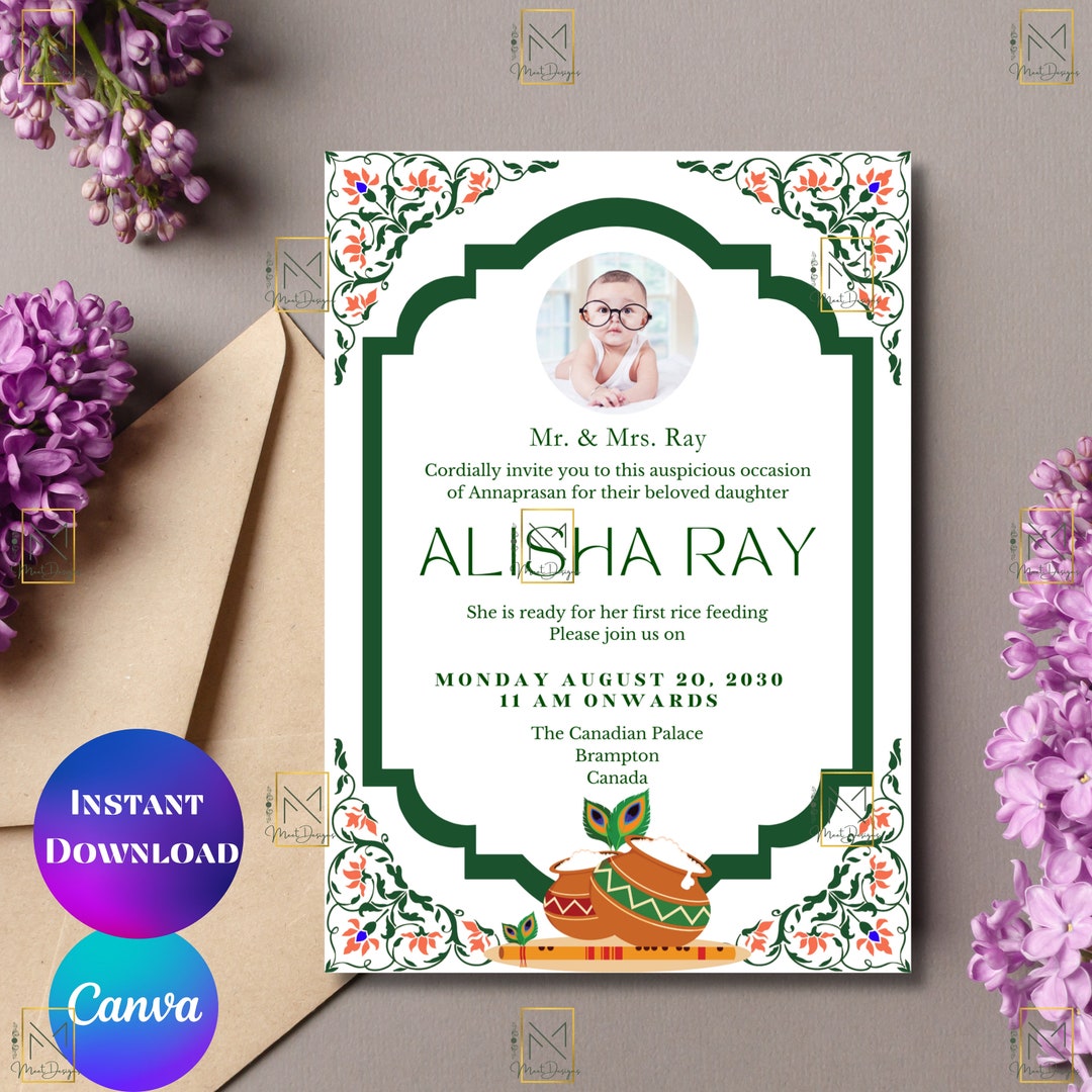 Annaprashan Invitation Card Annaprashan Ceremony Invite Digital Pasni ...