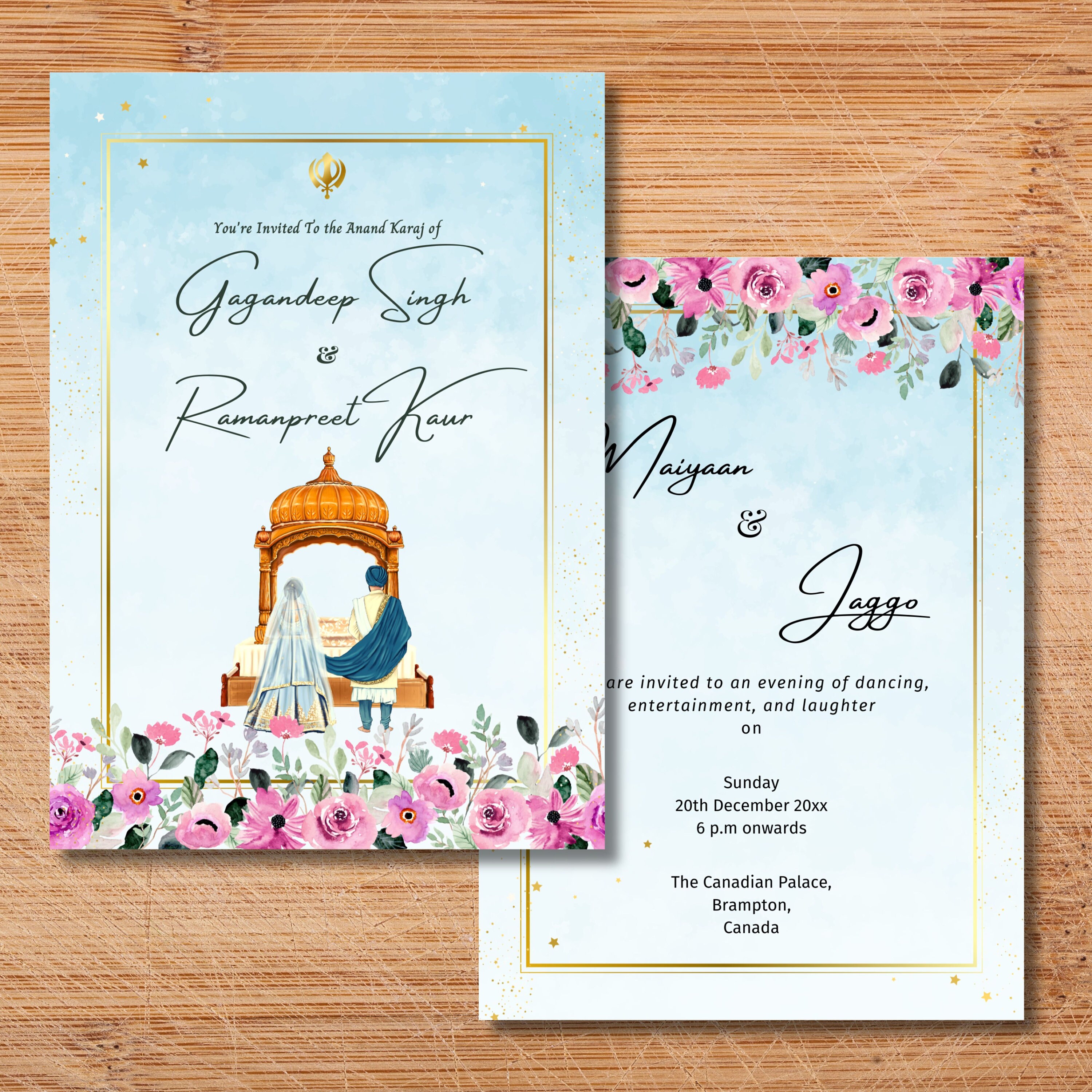 Sikh Wedding Invitation Sikh Digital Wedding Card Sikh Wedding Invite ...