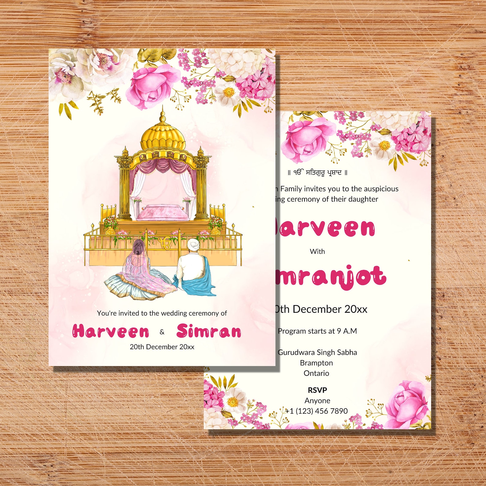 Luxurious Sikh Wedding Invitation Card Punjabi Wedding Card & Save the ...