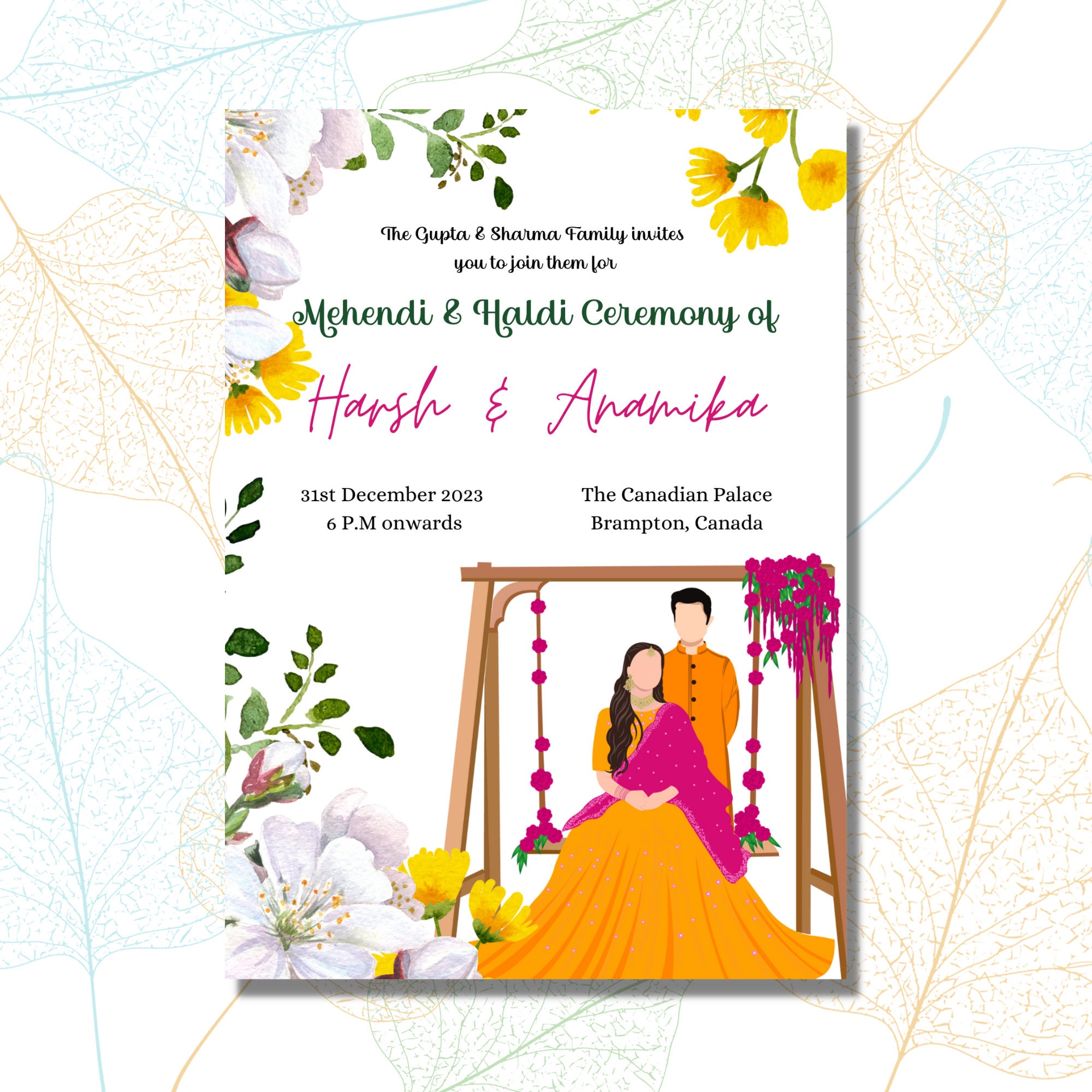 Haldi Invitation Mehndi Invitation Haldi & Mehndi Digital Invite Maiyan ...