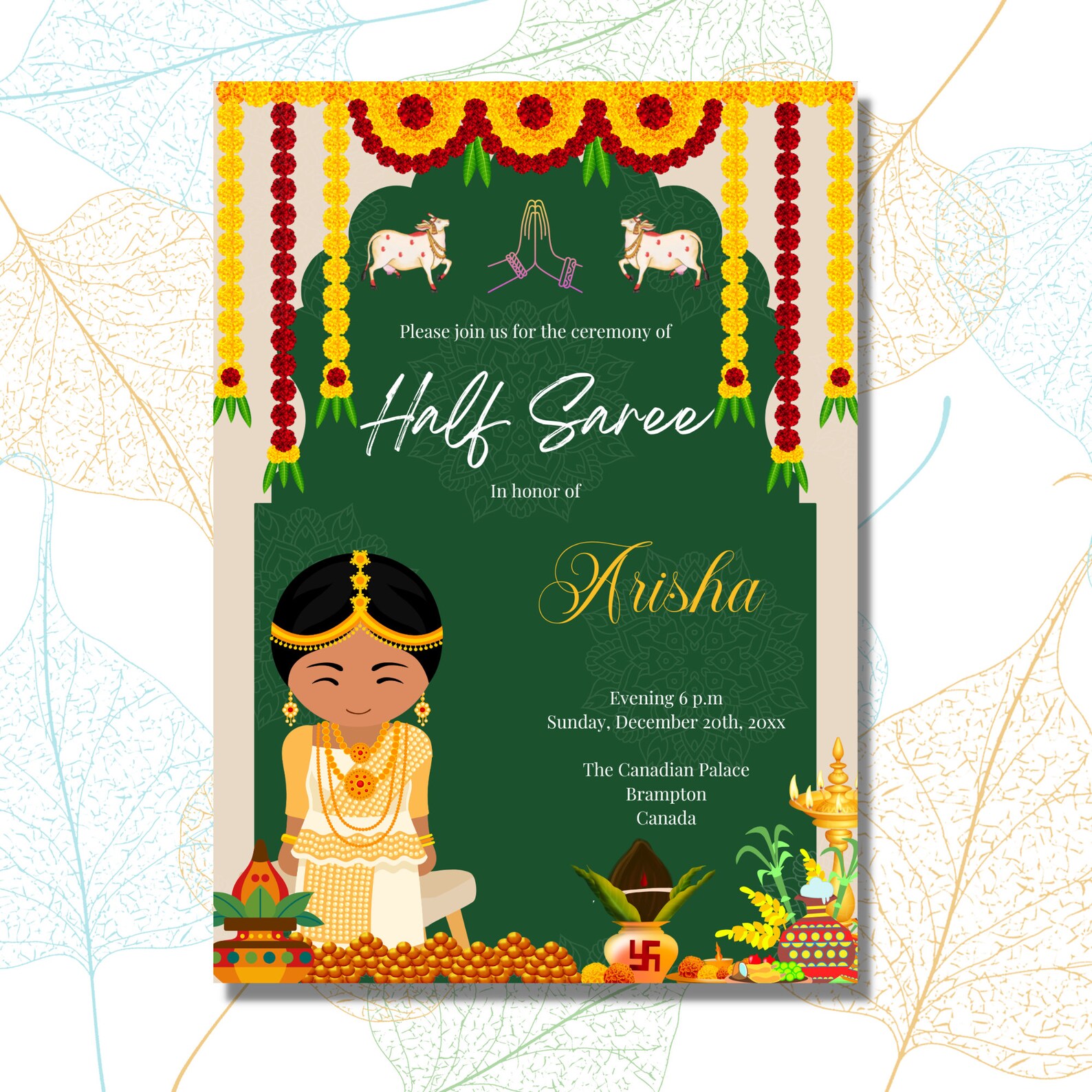 Half Saree Invitation Digital Sari Invitation Ceremony Card Saree ...