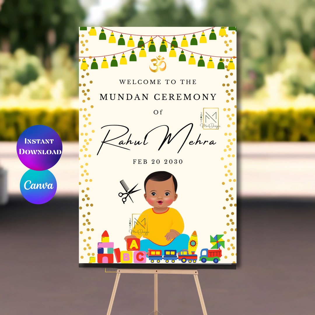 Indian Mundan Welcome Sign Mundan Ceremony Entry Sign Mundan Ceremony ...