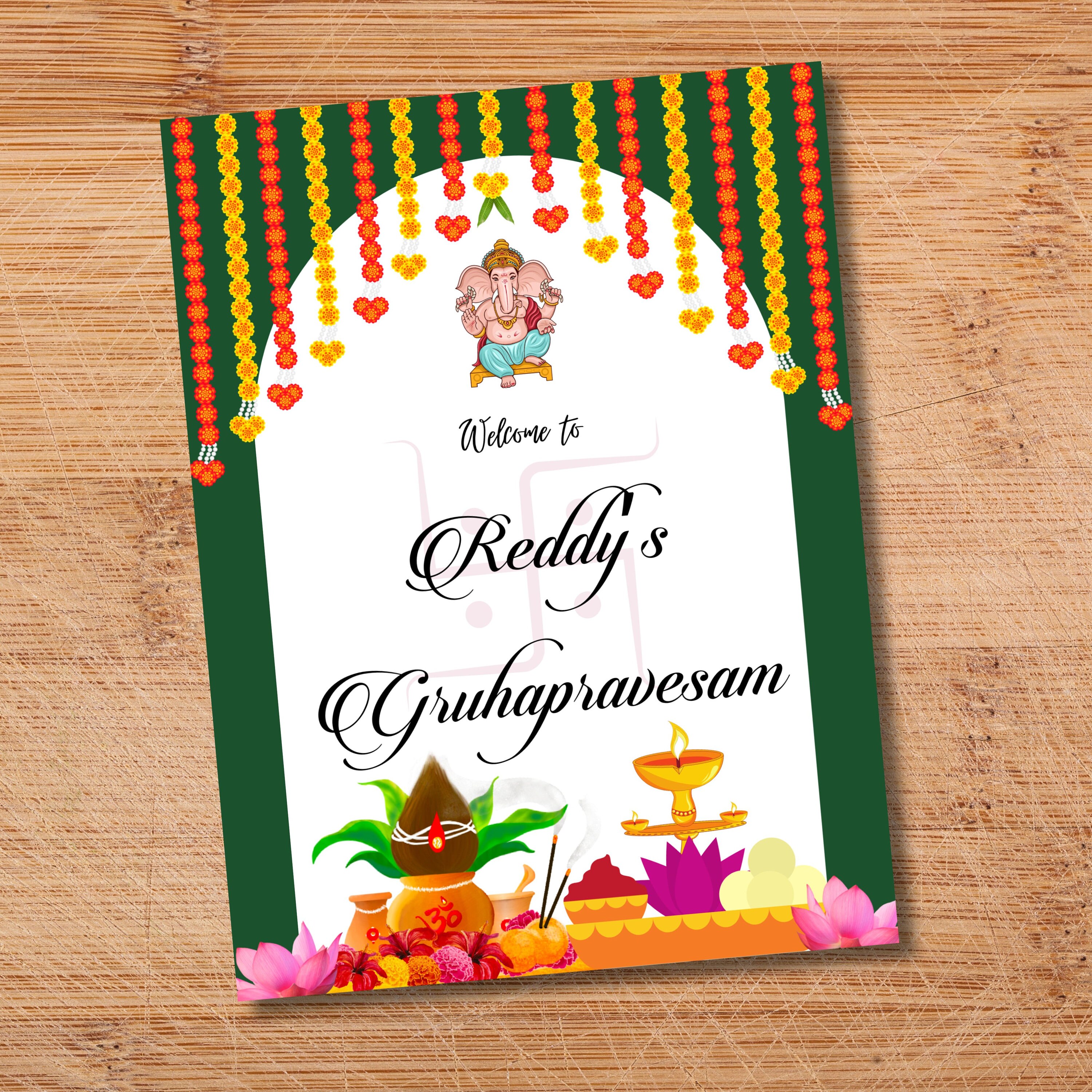 Indian Pooja Sign Ganesh Puja Sign Gruhapravesam Poster - Etsy
