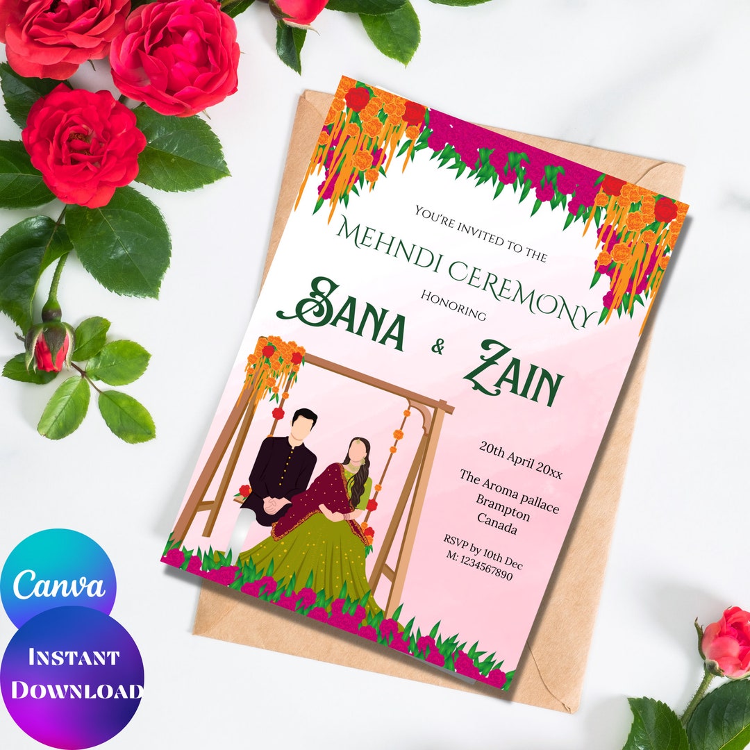 Mehndi Invitation Card Haldi Invitation Card Digital Mehndi Invite ...