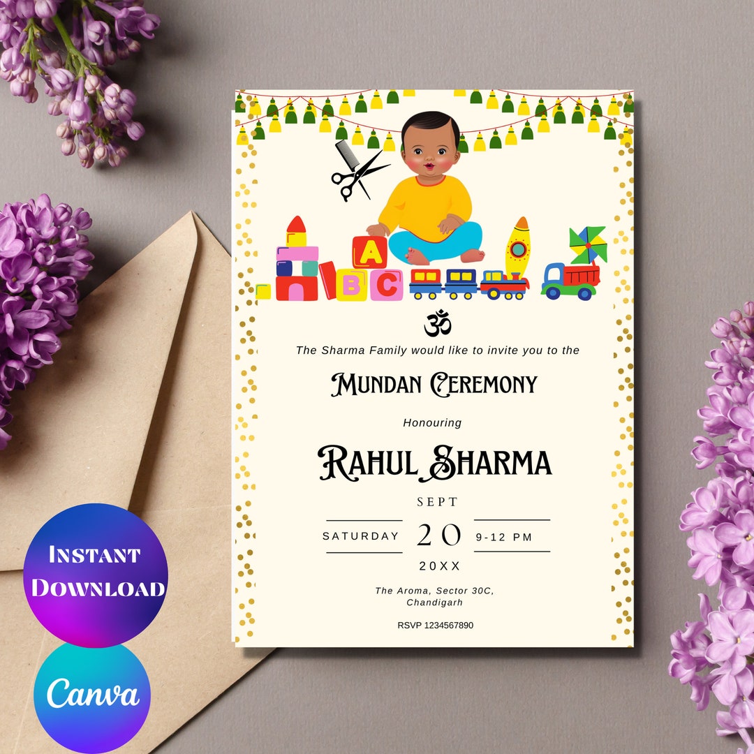 Mundan Invitation Card Mundan Invite Digital Mundan Ceremony Invitation ...