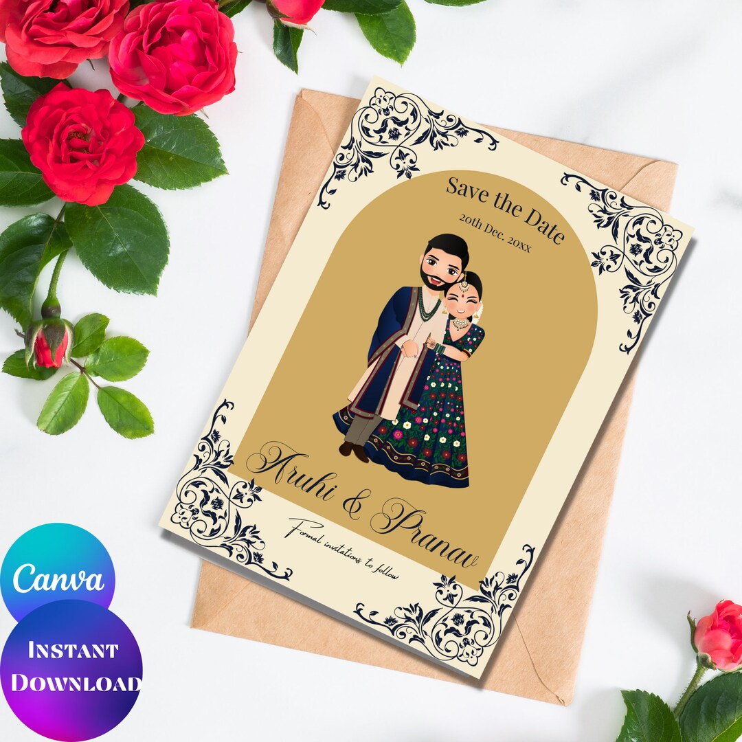 Indian Traditional & Modern Save the Date Announcement Template Hindu ...