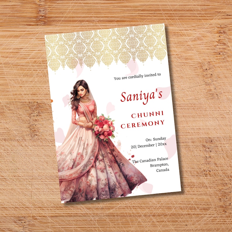 Chunni Invitation Chunni Ceremony Invitation Digital Chunni Invites ...