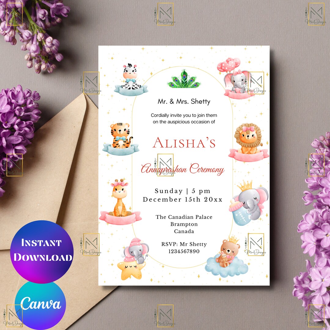 Cute Annaprasan Invitation Indian Rice Ceremony Invites Annaprashan ...