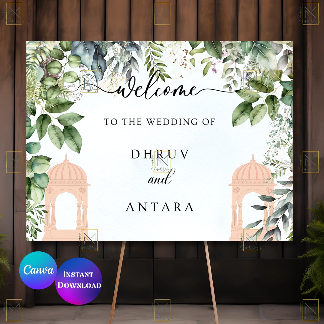 Indian Wedding Sign Green Welcome Sign Wedding Sikh Wedding Welcome ...