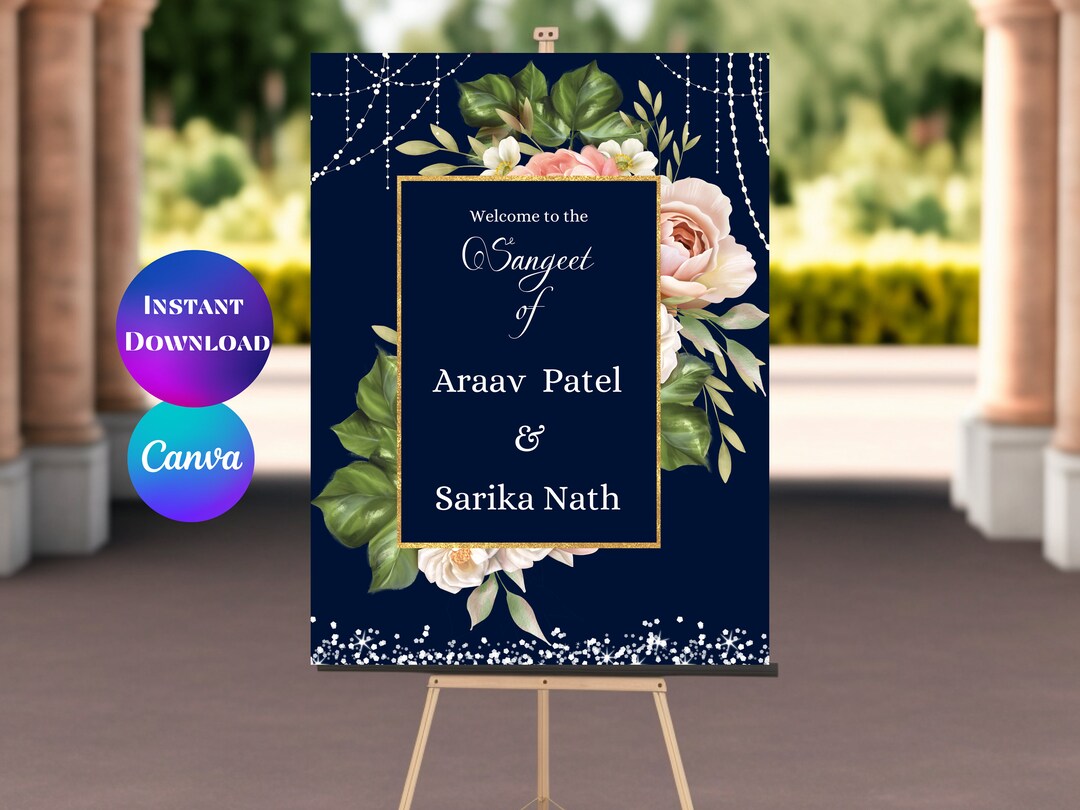 Sangeet Welcome Sign Indian Wedding Welcome Sign Reception Welcome Sign ...
