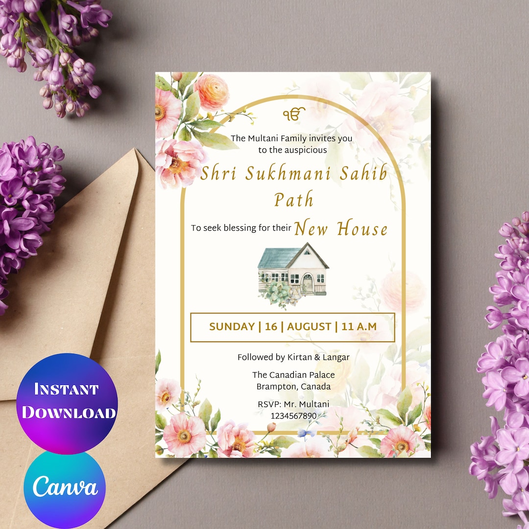 Shri Sukhmani Sahib Path Invitation New House Path Invitation ...