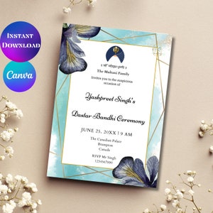 Dastar Bandi Invitation Card Template Digital Dastar Bandi Invitation ...