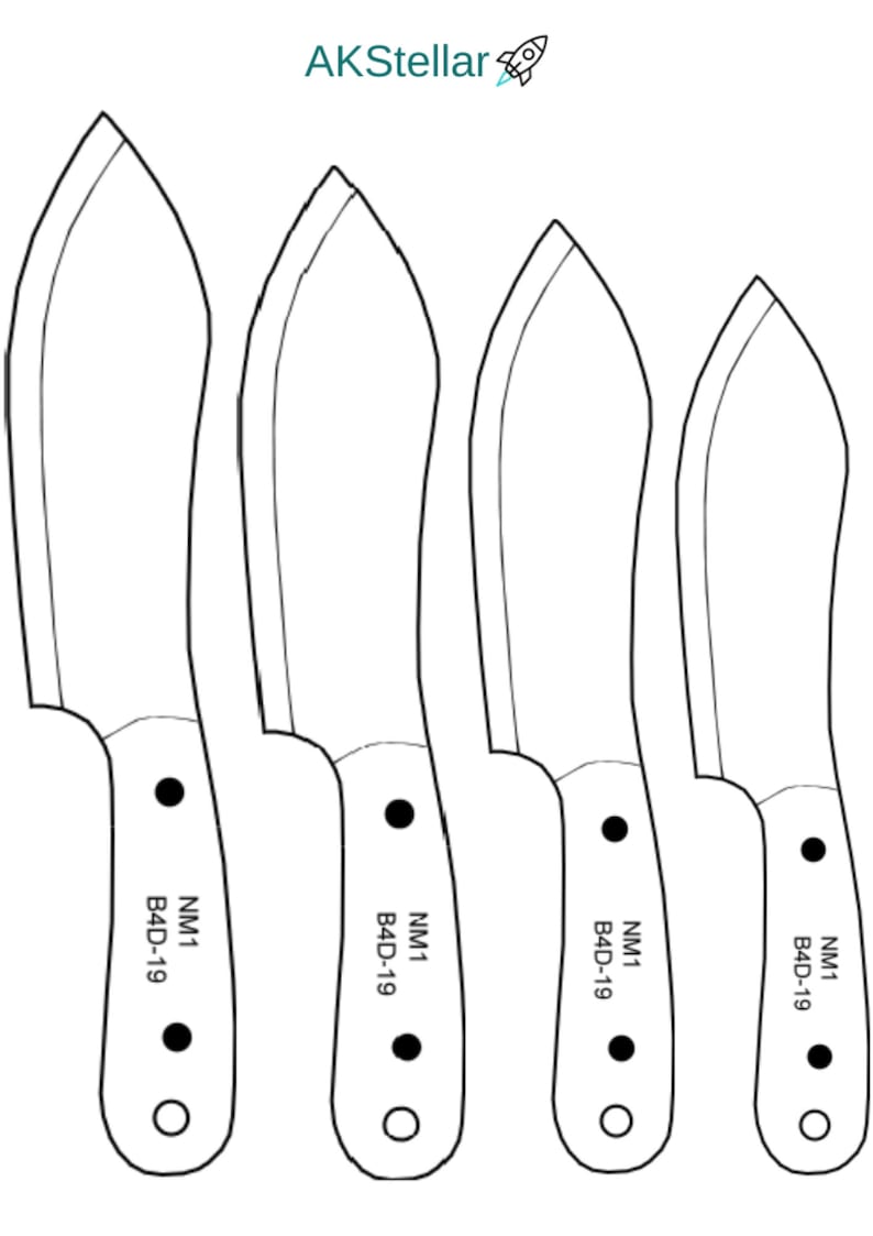 Knife Stencils for Forging Hunting Knives, Kitchen Knives, Etc. 80 ...