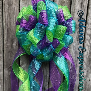 Peacock Christmas Tree Topper Bow: Teal, Purple & Lime - Etsy