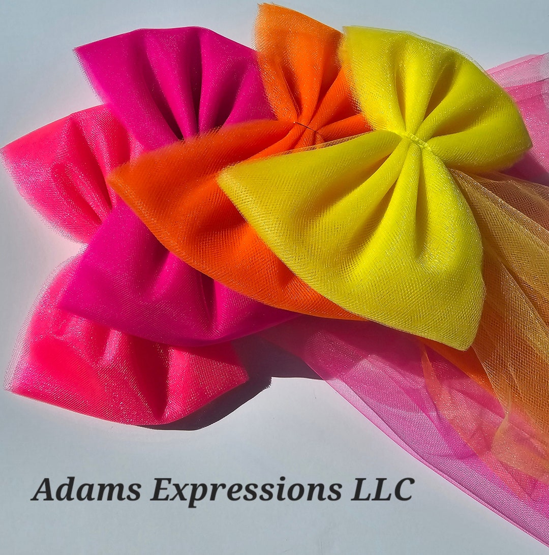 Tulle Bows Pinks Organza Bow Hot & Light Pink, Fuchsia, Orange, Yellow ...