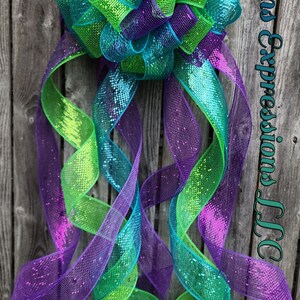 Peacock Christmas Tree Topper Bow: Teal, Purple & Lime - Etsy