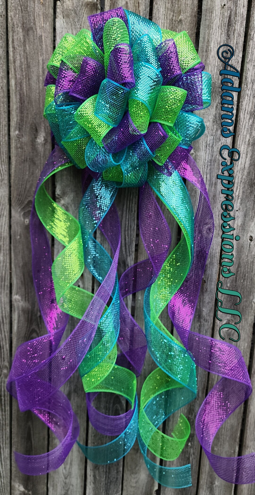 Peacock Christmas Tree Topper Bow: Teal, Purple & Lime - Etsy