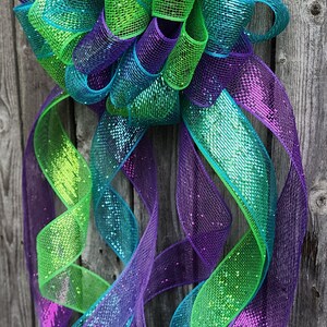 Peacock Christmas Tree Topper Bow: Teal, Purple & Lime - Etsy