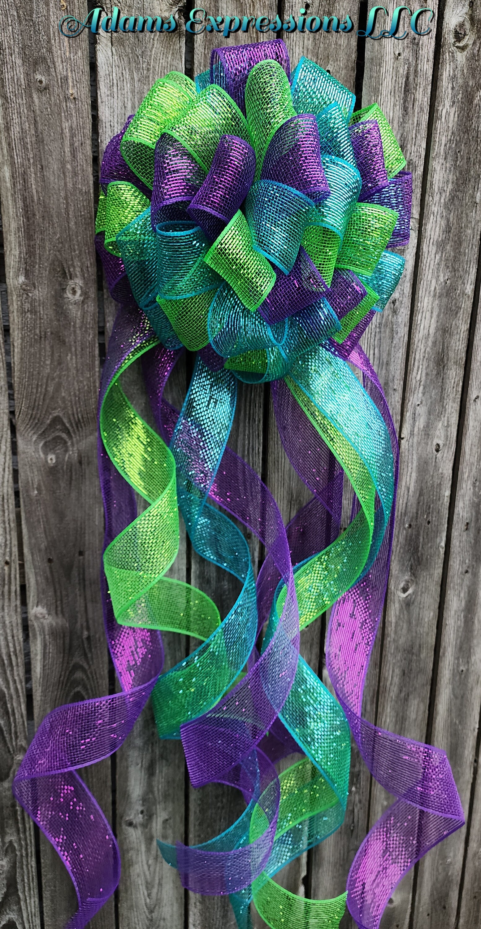 Peacock Christmas Tree Topper Bow: Teal, Purple & Lime - Etsy