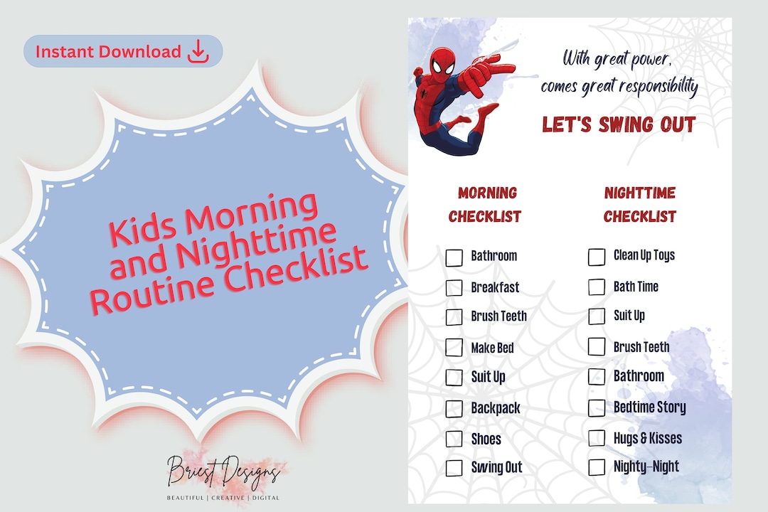 Super Hero Routine, Morning and Nighttime Checklist, Kids Routine ...