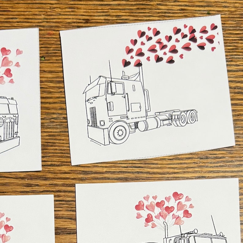 Semi Truck Cab Over Cabover COE Big Rig Valentines 6 Valentine ...