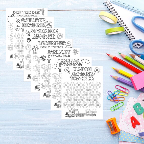 12 Month Semi Truck Reading Tracker Coloring Page Read Books - Etsy