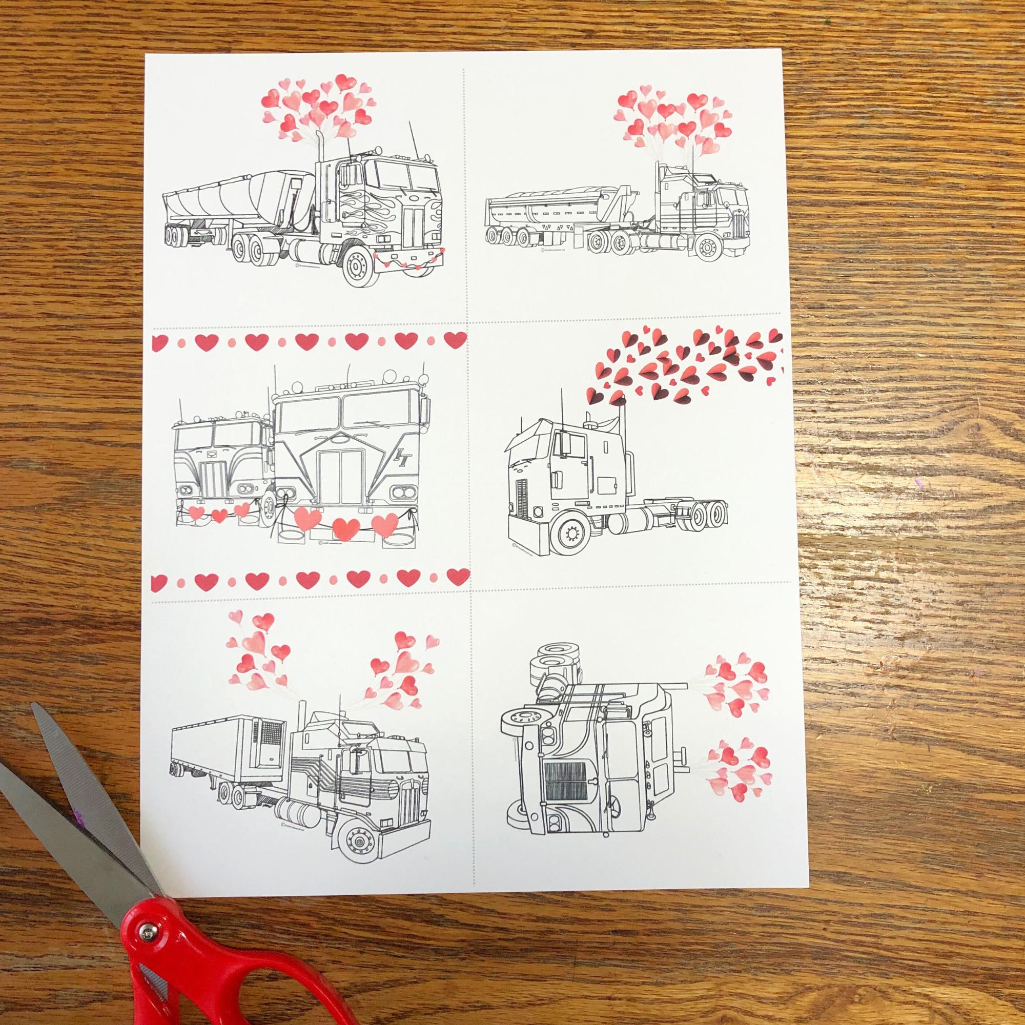 Semi Truck Cab Over Cabover COE Big Rig Valentines 6 Valentine ...