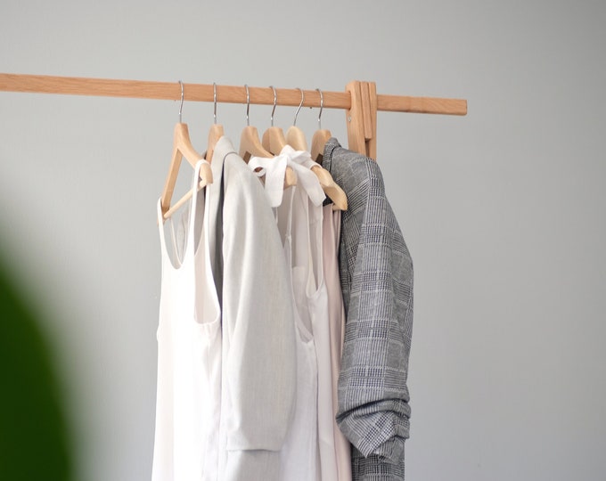 Oak Clothing Rack, Solid Oak Clothes Rack, Clothing Storage, Oak Wooden ...