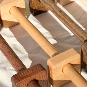 Solid Oak Wood Curtain Rod With Square Brackets, Handcrafted Window ...