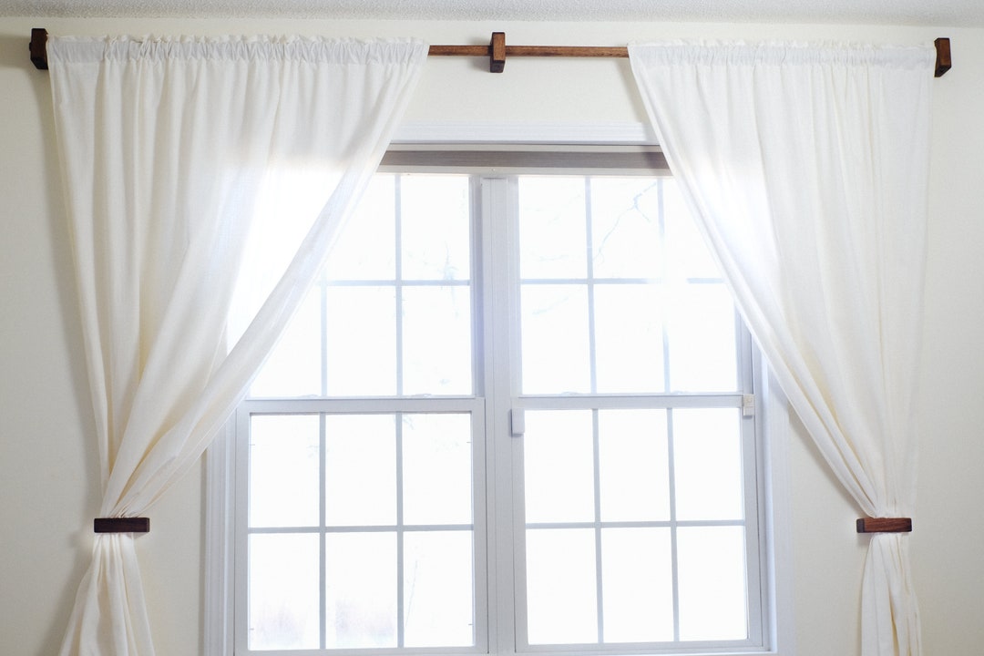 Curtain Rod, Extra Long Curtain Rod, Wooden Drapery Pole, Curtain Rod ...