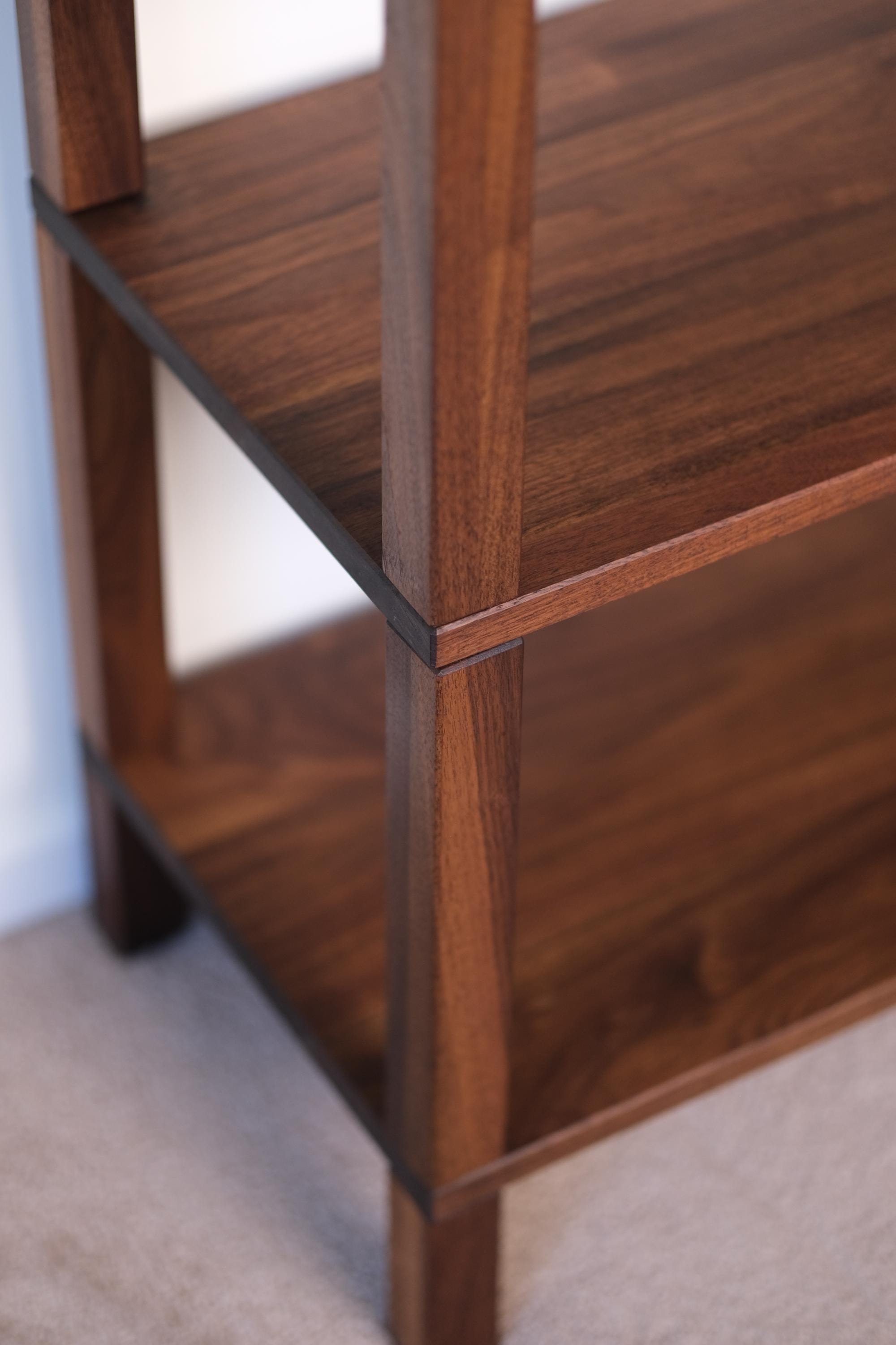 Small Wood Bookshelf Low Display Case Oak Walnut Wood Nightstand Mid ...
