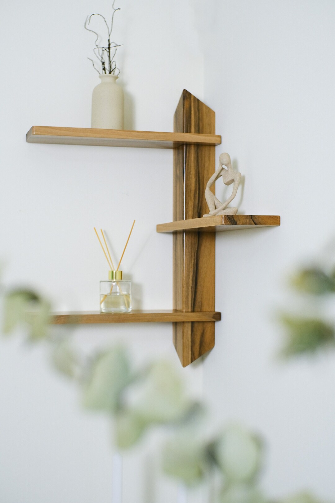 Japandi Style Shelf Unique Corner Shelf Boho Decor Gift - Etsy