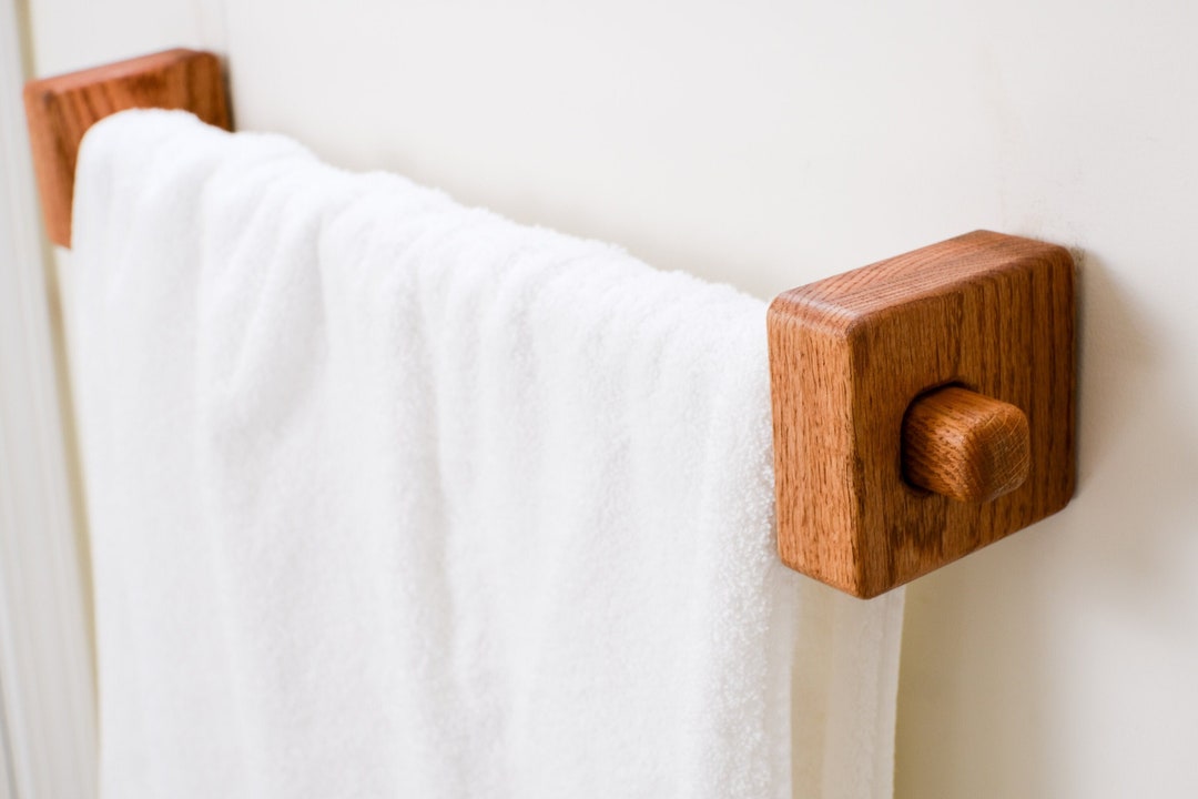 Wooden Towel Rack, Wall-mounted Towel Holder, Wood Towel Bar, Towel ...