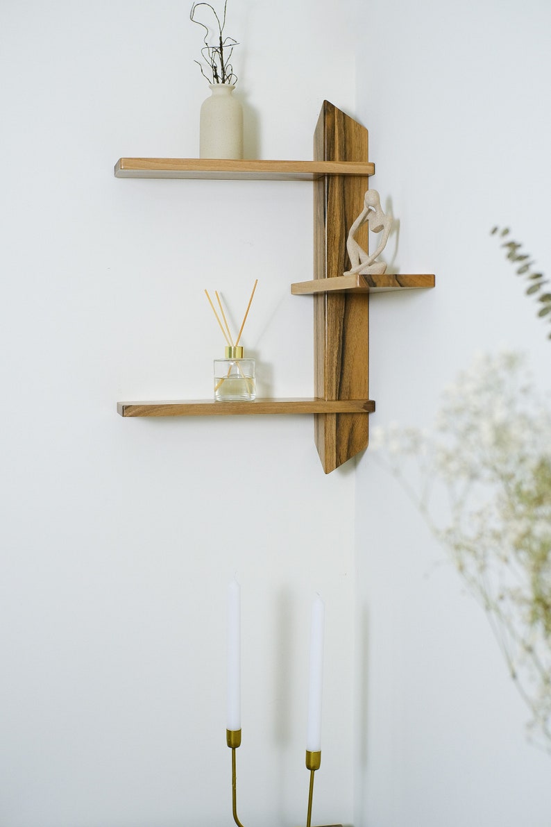 Japandi Style Shelf Unique Corner Shelf Boho Decor Gift - Etsy