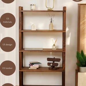Walnut Wood Shelf, Bookshelf With Solid Wood, Bookcase, Open Shelving ...