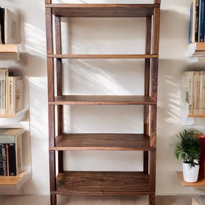 Walnut Wood Shelf, Bookshelf With Solid Wood, Bookcase, Open Shelving ...