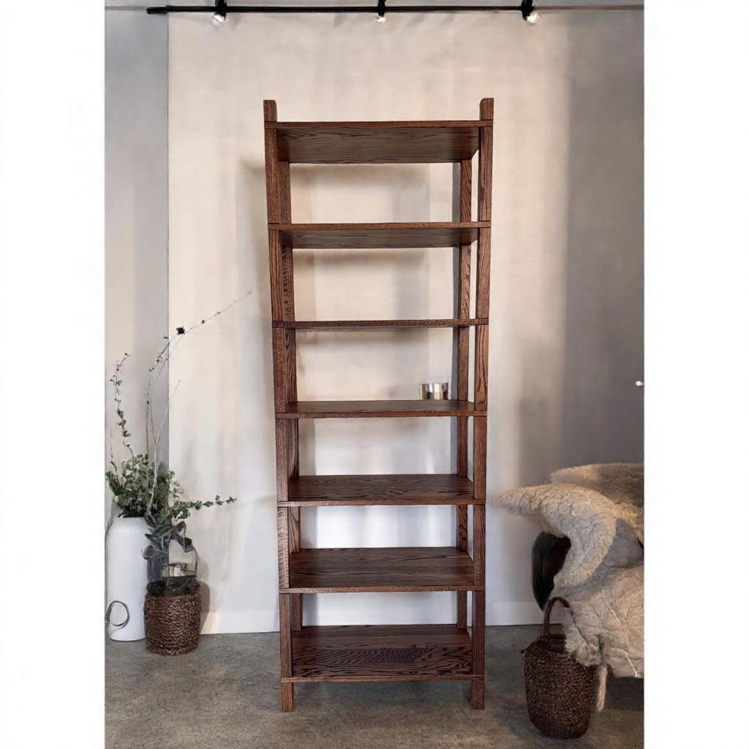 Wooden Bookshelf Dark Oak Wood Multi - Tier Display Shelf Bookshelf for ...