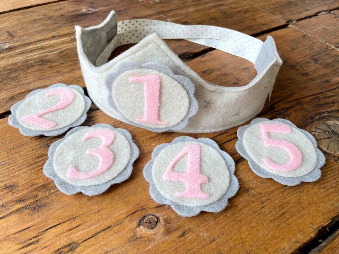 Birthday Crown Felt Ages 1 to 5 Removable Numbers With Sparkles - Etsy