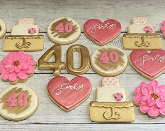 Vintage 40th Birthday Cookies - Etsy